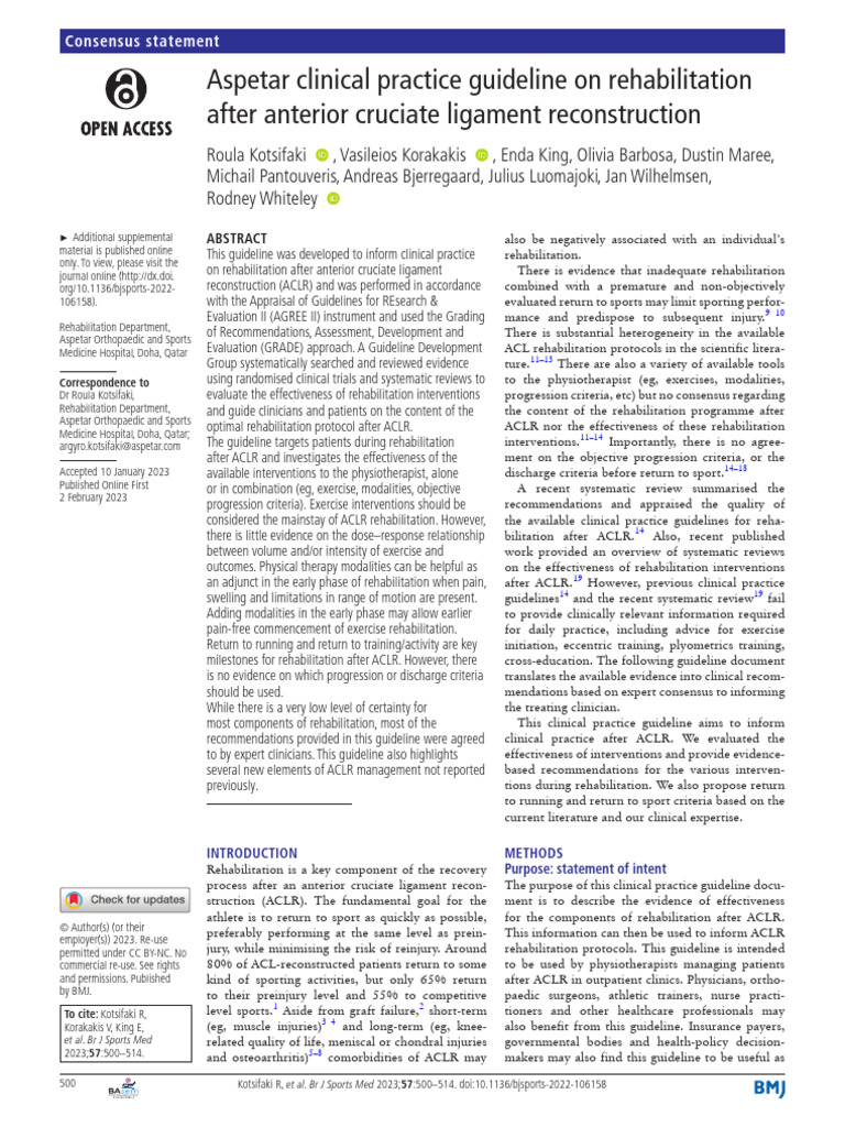 Guideline LCA 2023 | PDF | Physical Therapy | Systematic Review