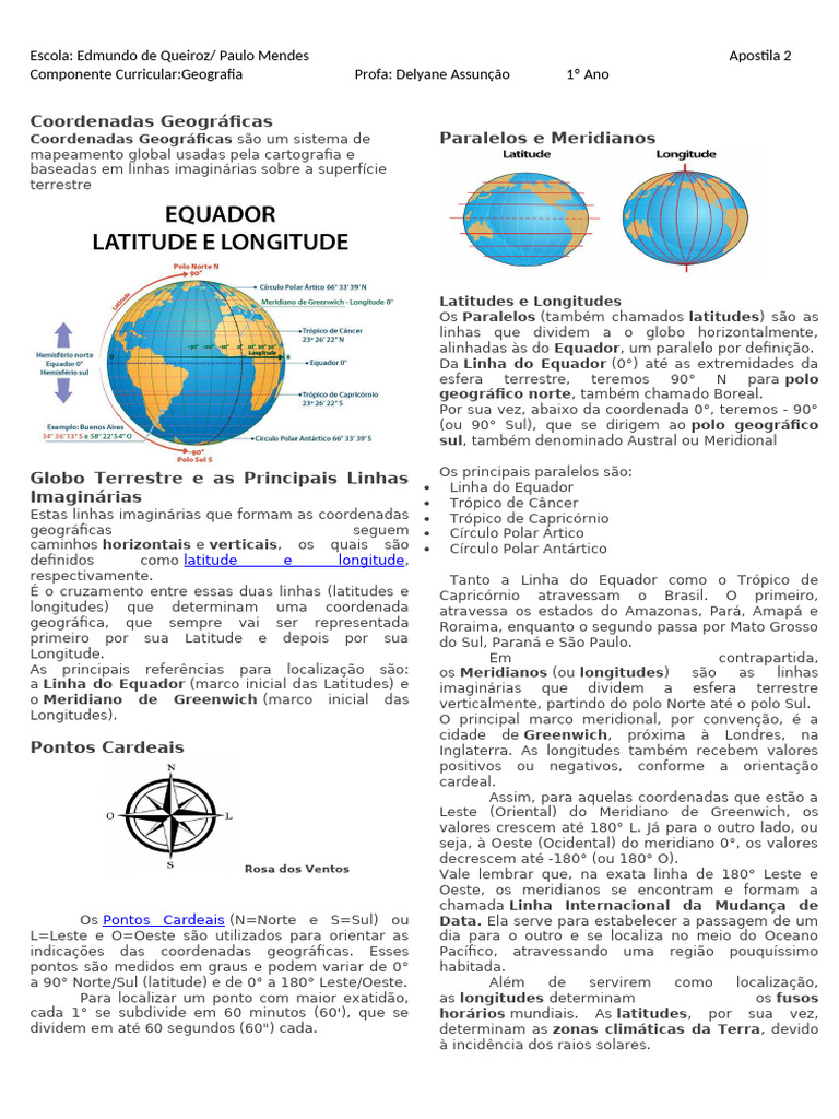 Coordenadas Geográficas Apost 2 | PDF | Latitude | Geografia