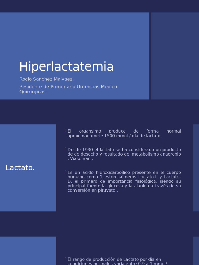 Hiperlactatemia: Causas y Tratamiento | PDF | Ácido láctico | Fisiología
