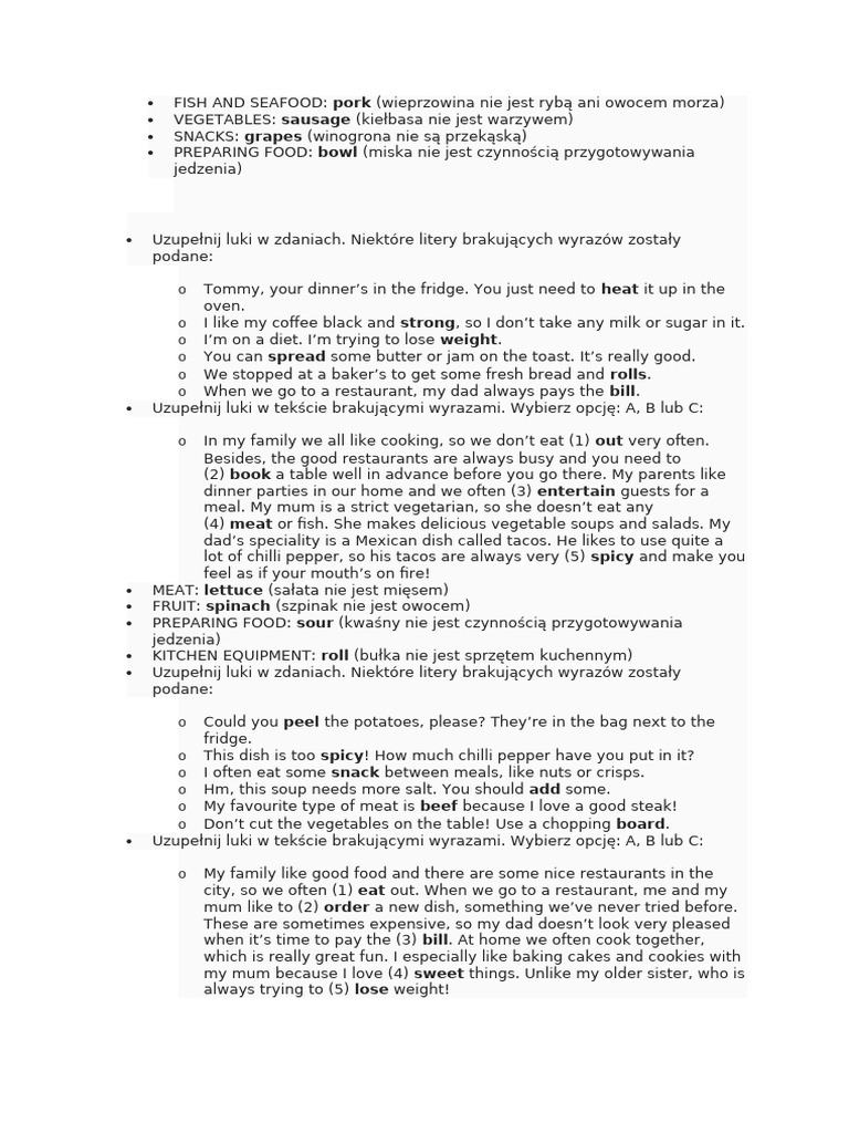 FISH AND SEAFOOD Key Answers | PDF | Mexican Cuisine | Eating Behaviors Of Humans