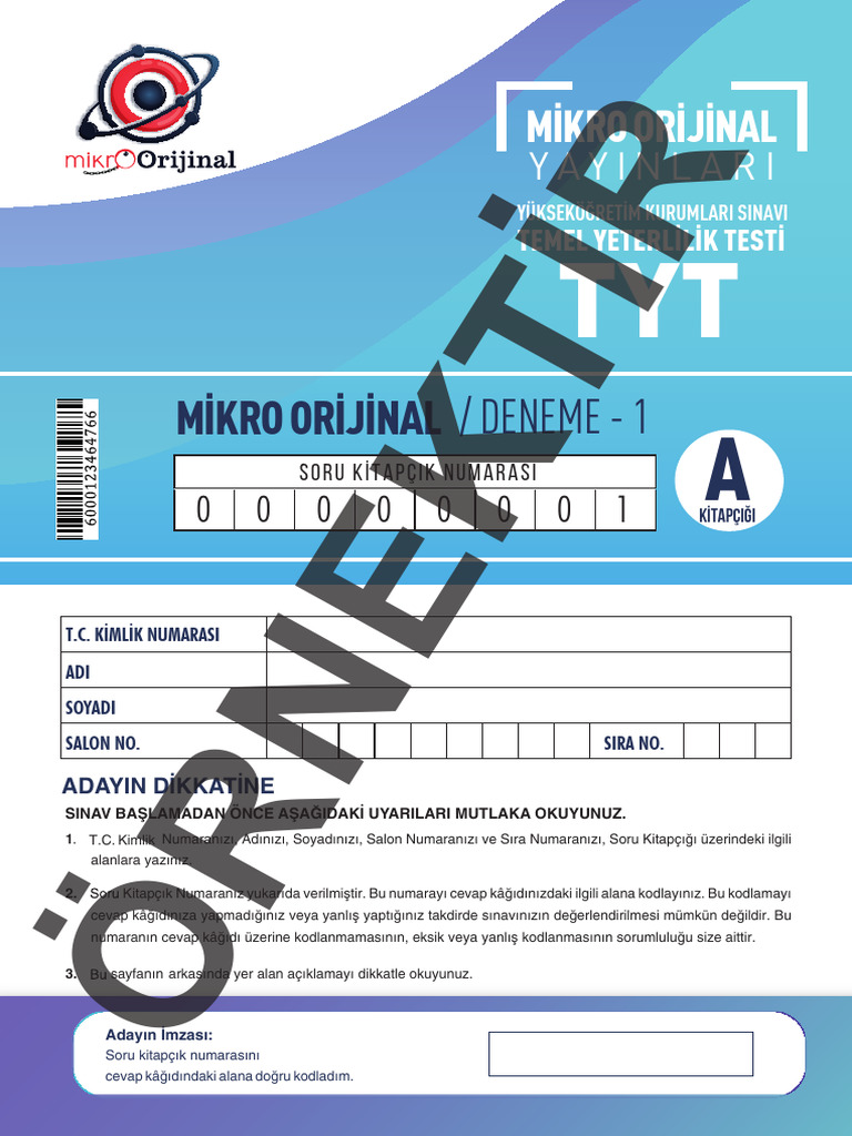 Mikro Orijinal Tyt 1 Ornek PDF | PDF
