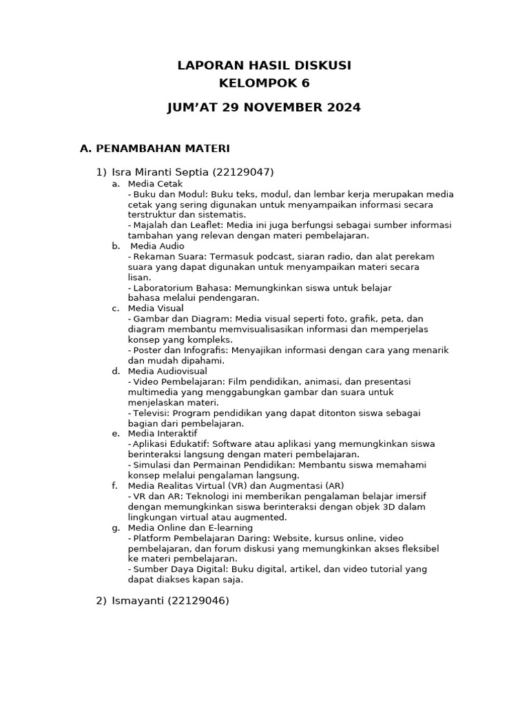 LAPORAN HASIL DISKUSI Kel.6 KURIKULUM DAN PEMBELAJARAN | PDF