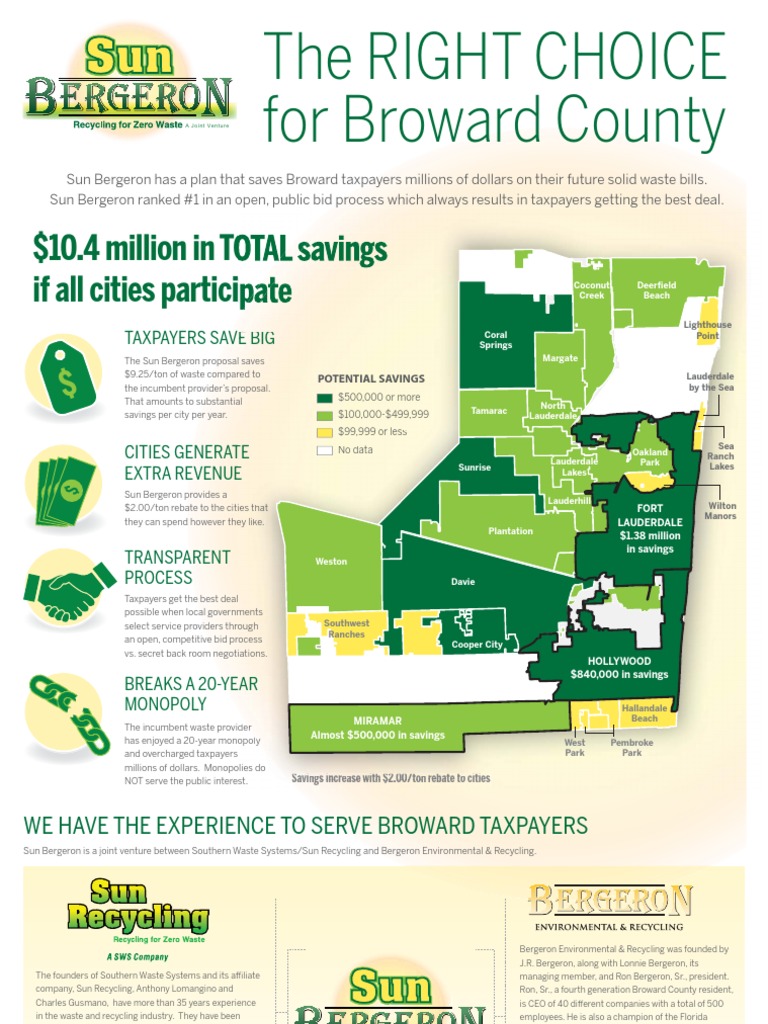 Sun Bergeron Savings to Broward Cities for Waste Disposal | Recycling ...