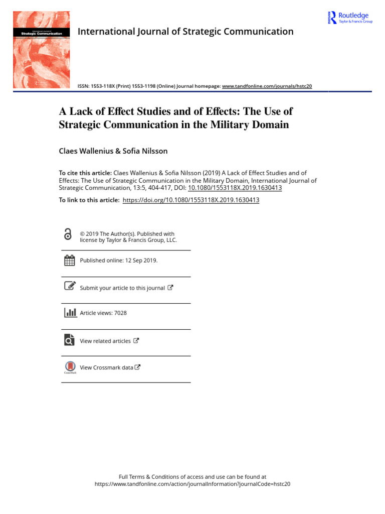 A Lack of Effect Studies and of Effects The Use of Strategic ...