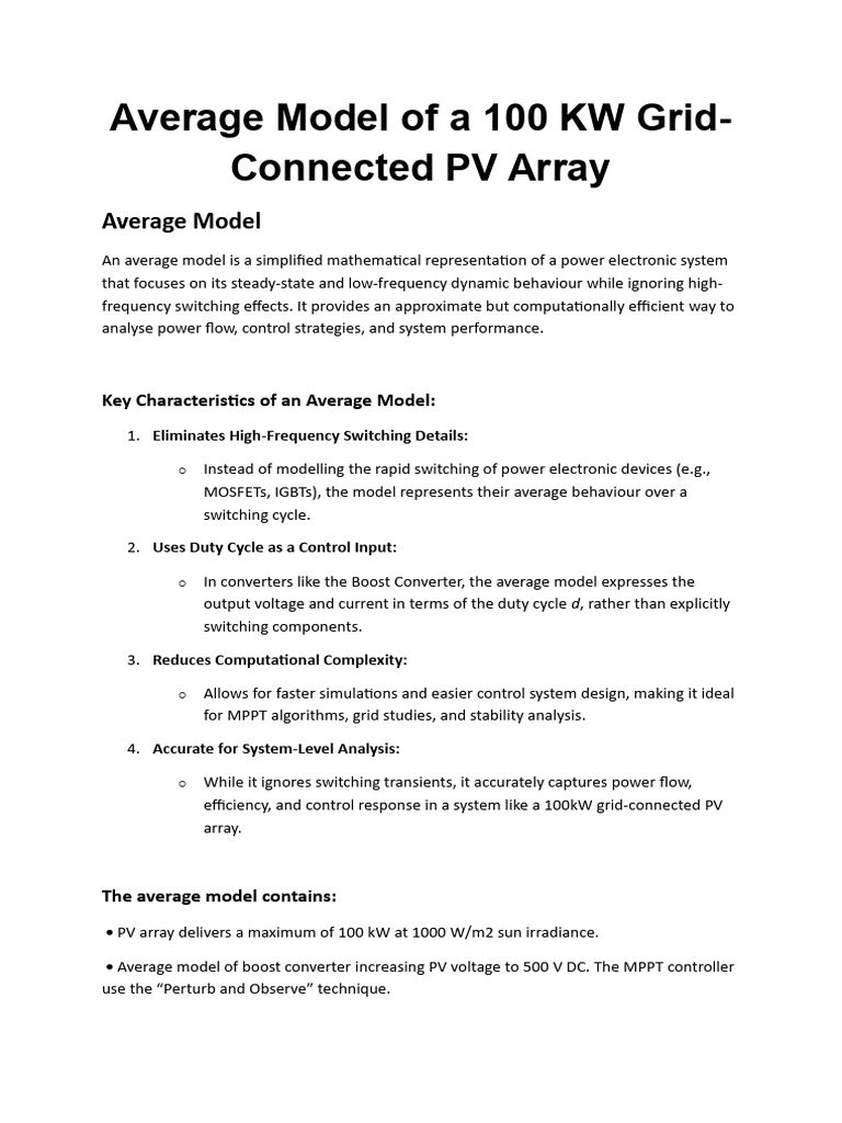 100 kW Grid-Connected PV Array Model | PDF | Electronic Engineering ...