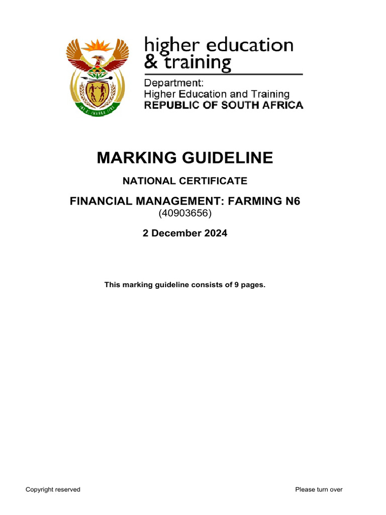 N600 Financial Management Farming N6 Memo Nov 2024 New | PDF ...