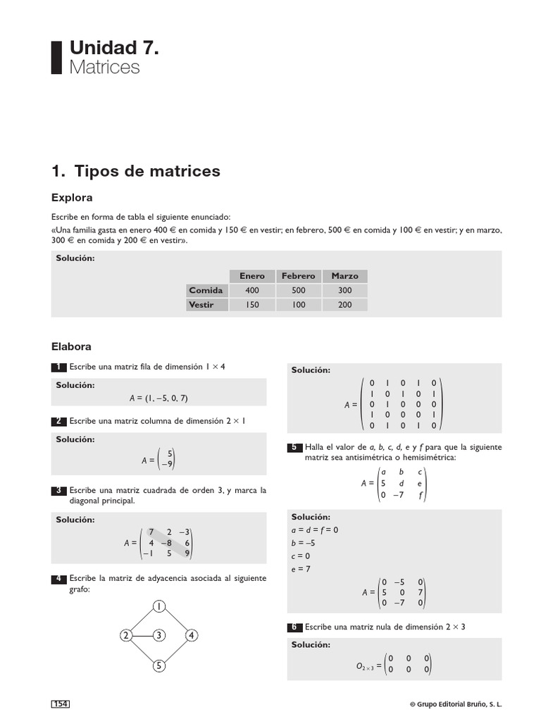 Sol T7 2bach CS | PDF | Matriz (Matemáticas) | Sistema de ecuaciones lineales