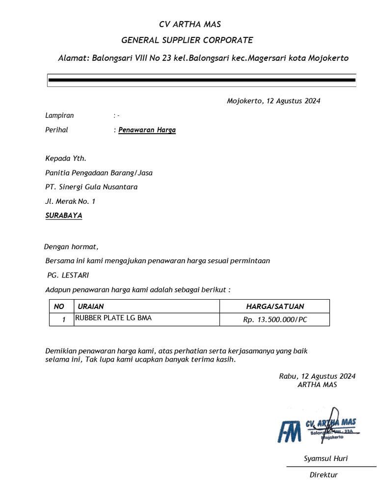 Penawaran cv-1 | PDF