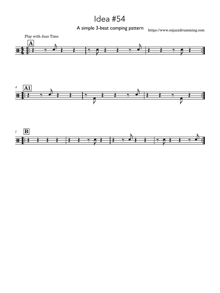 Jazz Drumming - Idea54 Simple Three Beat Pattern | PDF