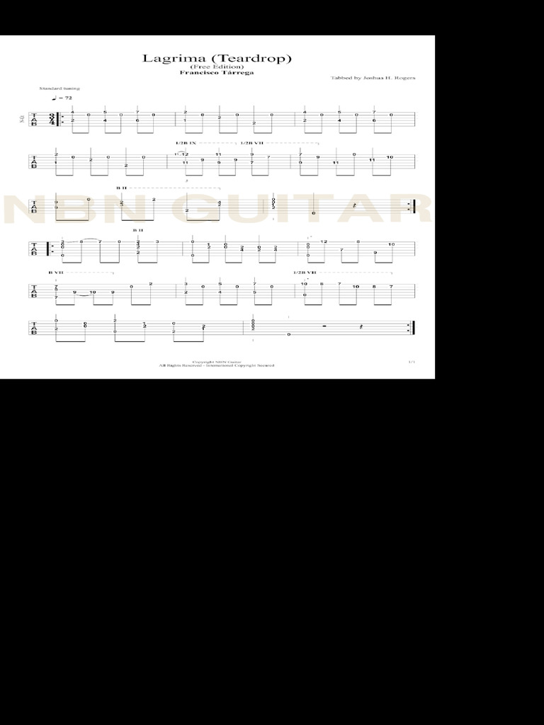 Lagrima - Free Classical Guitar Tabs | PDF