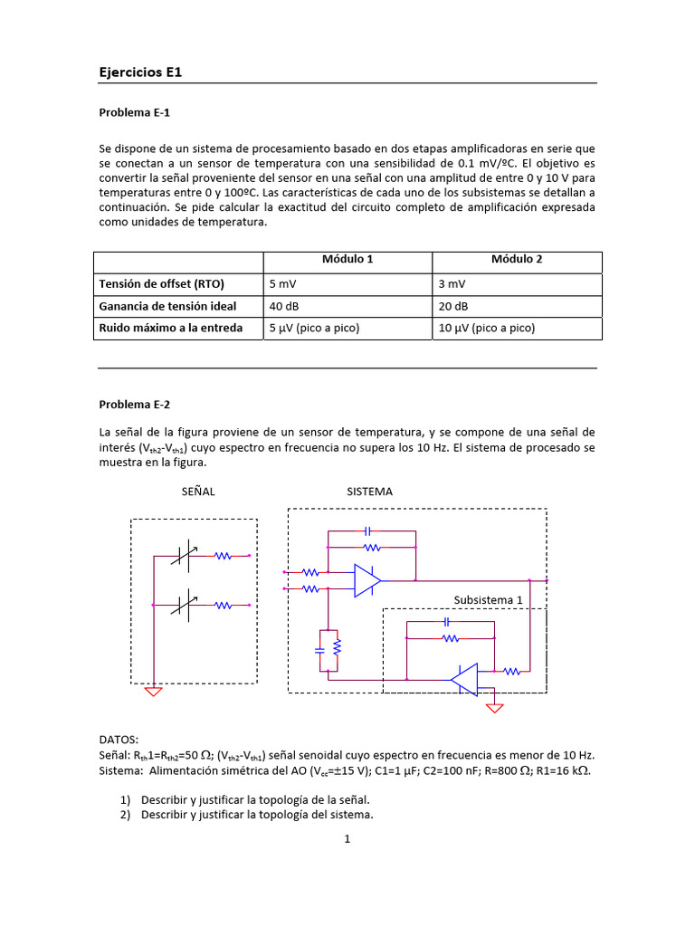 Ejercicios E1 | PDF | Ingenieria Eléctrica | Electrónica