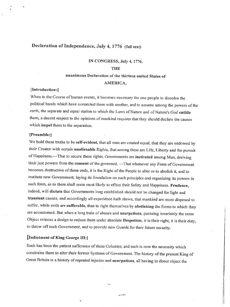 Declaration of Independence Full Text | PDF
