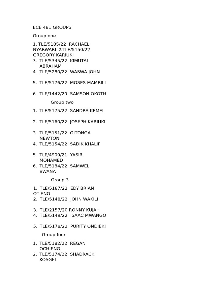 Ece 481 Assignment Groups | PDF