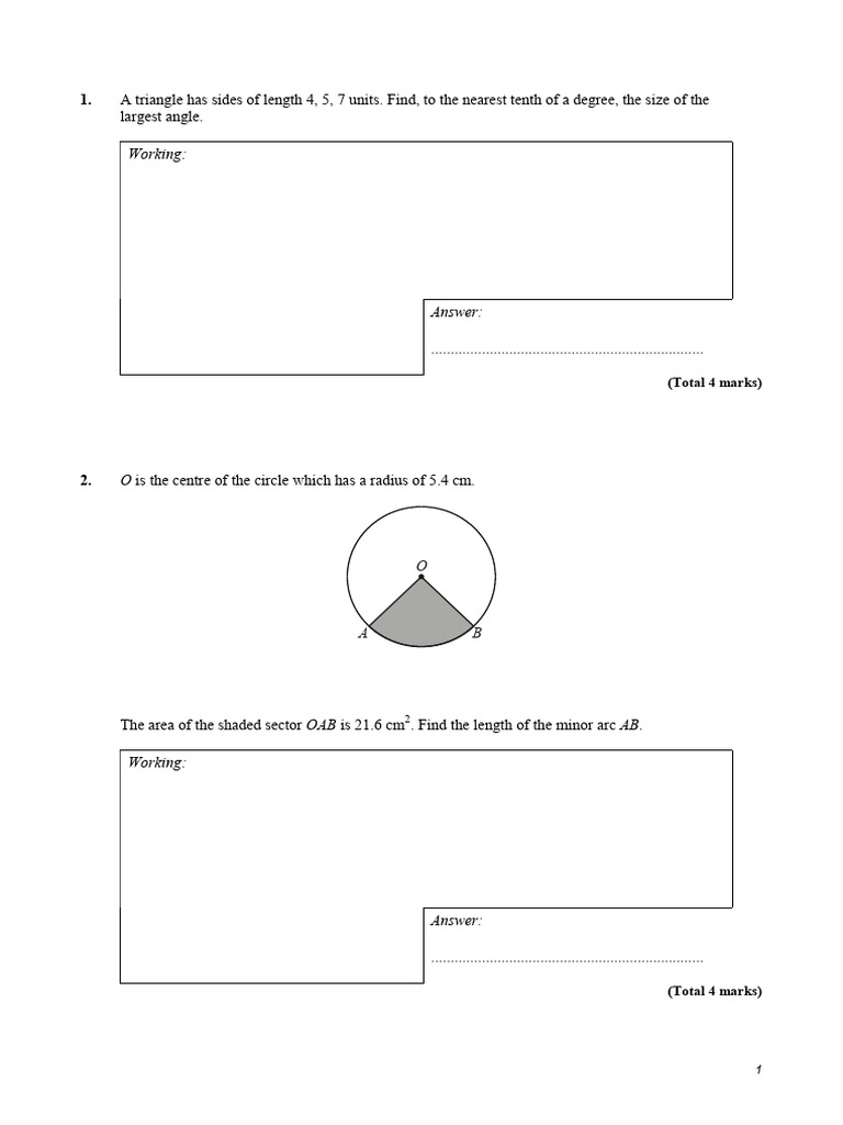 03 Circular Functions and Trig IB Problems 1 | PDF | Circle ...