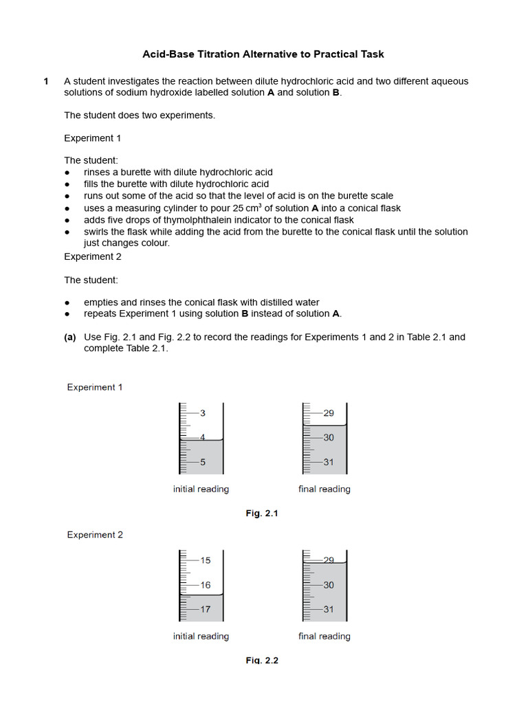 Acid-Base Titration Alternative to Practical Task.docx | PDF | Acid ...