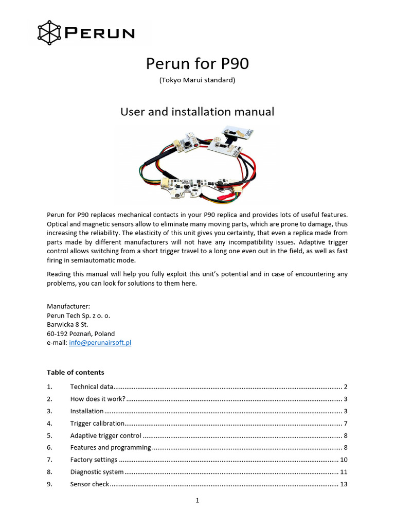 Perun P90 Installation Manual | PDF | Trigger (Firearms) | Electrical ...