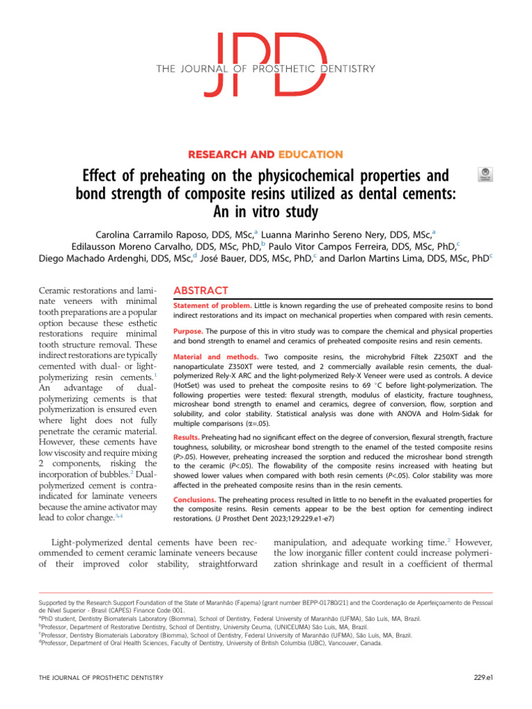 Effect of Preheating On The Physicochemical Properties and Bond ...
