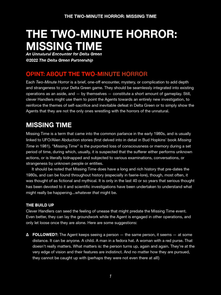 The Two-Minute Horror - Missing Time | PDF