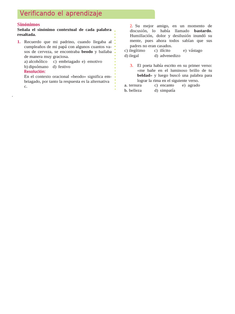 Sinónimos y antónimos en contexto | PDF