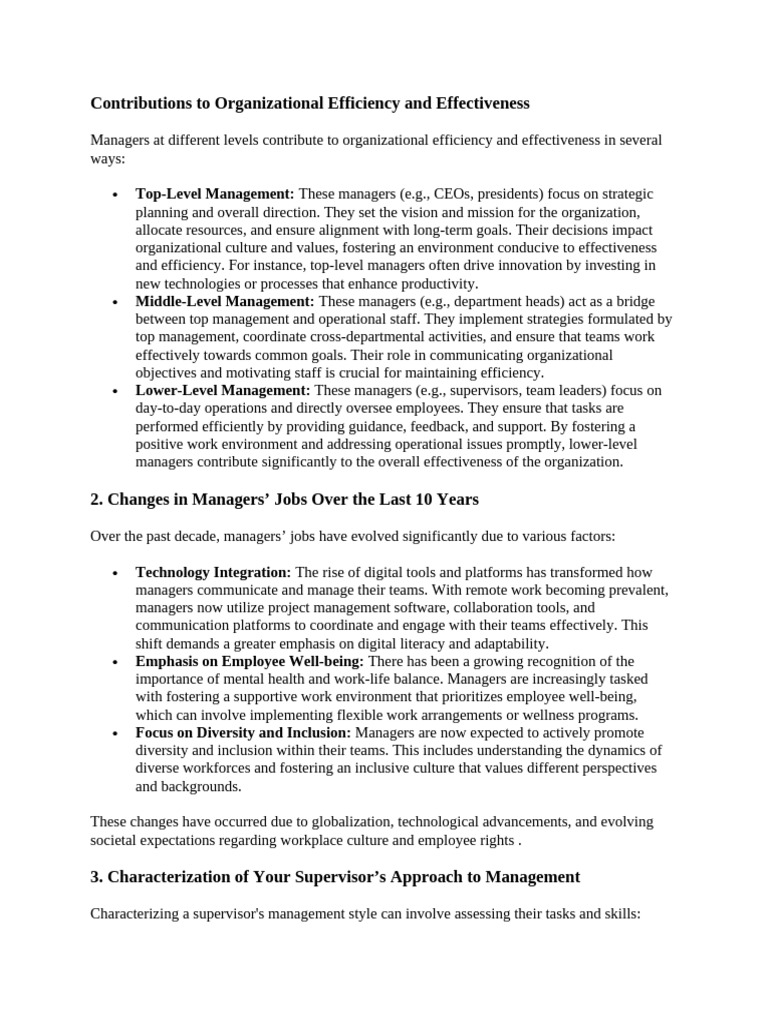 Contributions To Organizational Efficiency and Effectiveness | PDF ...