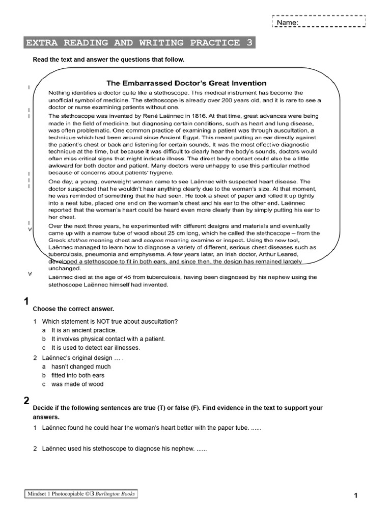 Reading Practice for 2nd Bachillerato | PDF
