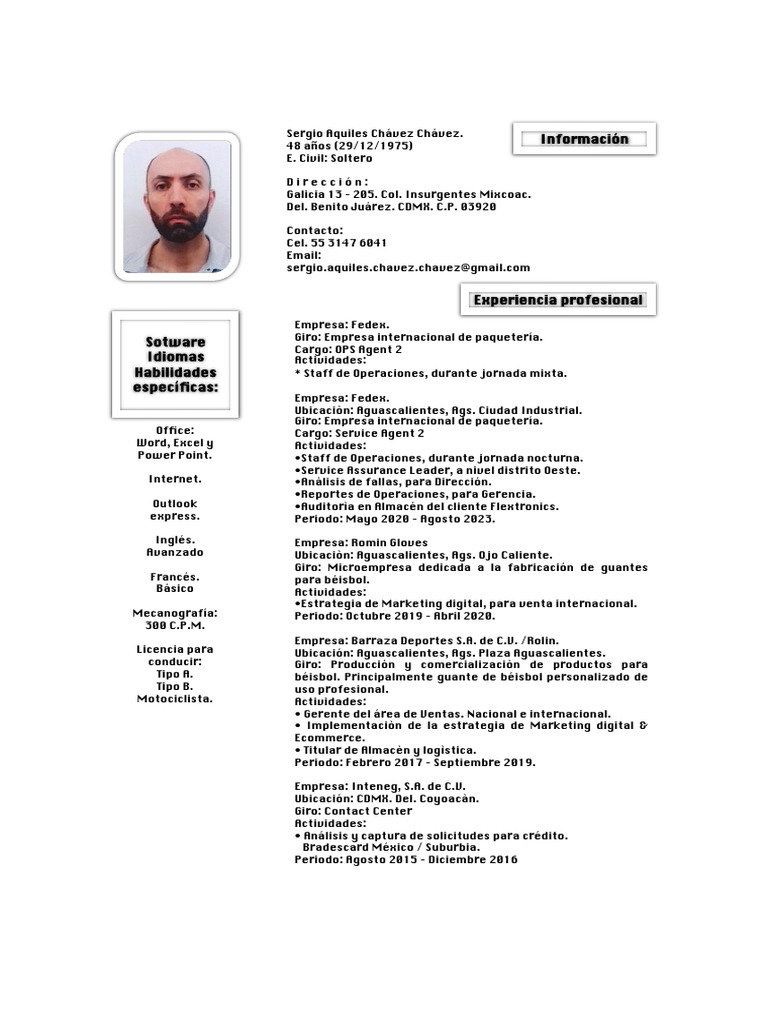 Sergio Chavez Curriculum Vitae 2024 | PDF | Marketing | Negocios económicos