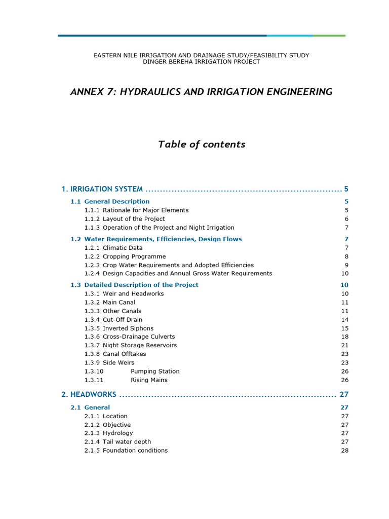DB FS Annex 7 Hydraulics and Irrigation Engineering | PDF | Irrigation ...