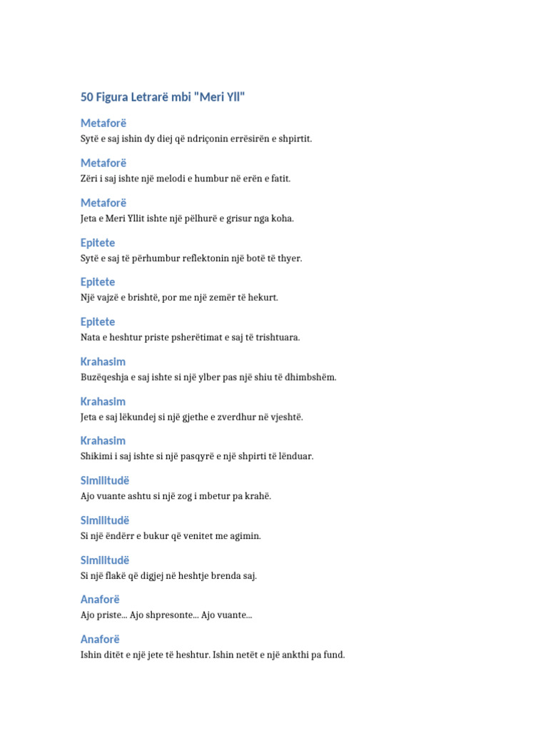 Figura Letrare Meri Yll | PDF
