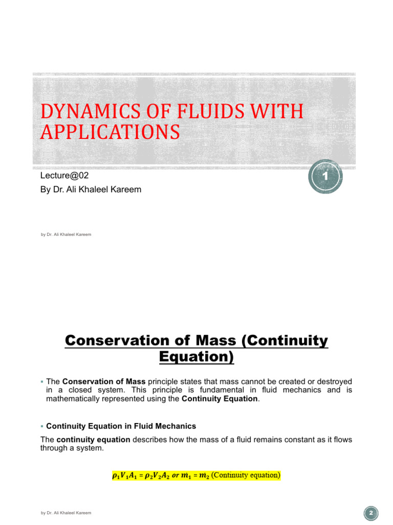 Fluid Dynamics: Continuity & Bernoulli | PDF | Fluid Dynamics | Mechanics