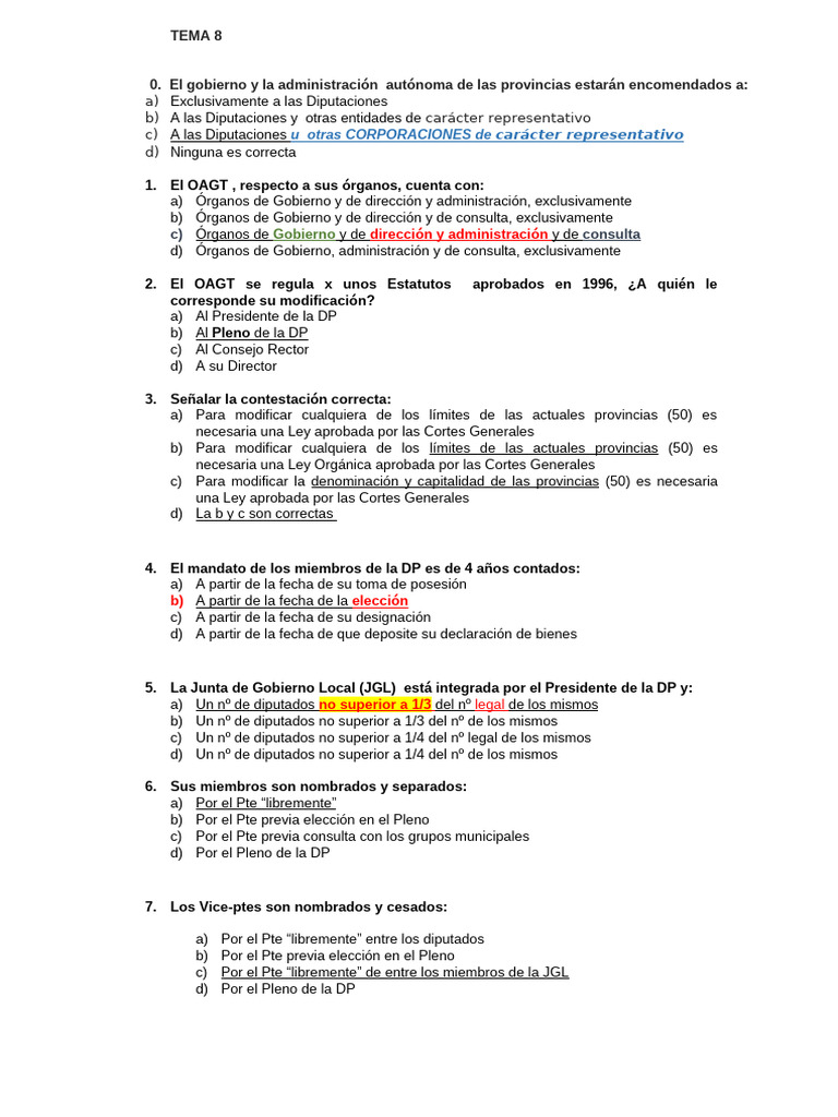Test DP Con Res | PDF | Cortes Generales | Legislador