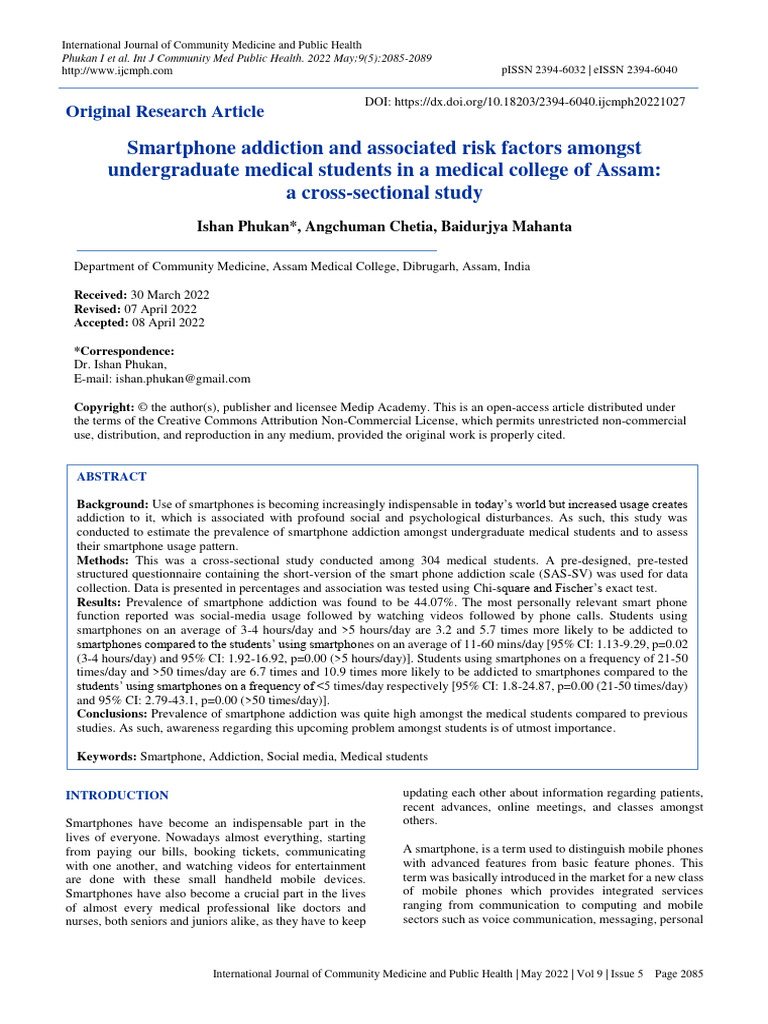 Smartphone Addiction and Associated Risk | PDF | Smartphone