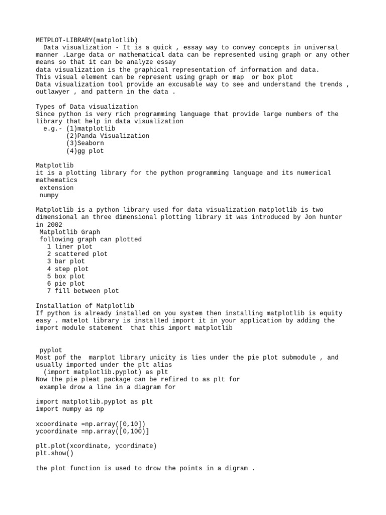 METPLOT LIBRARY (Matplotlib) | PDF | Python (Programming Language) | Computing