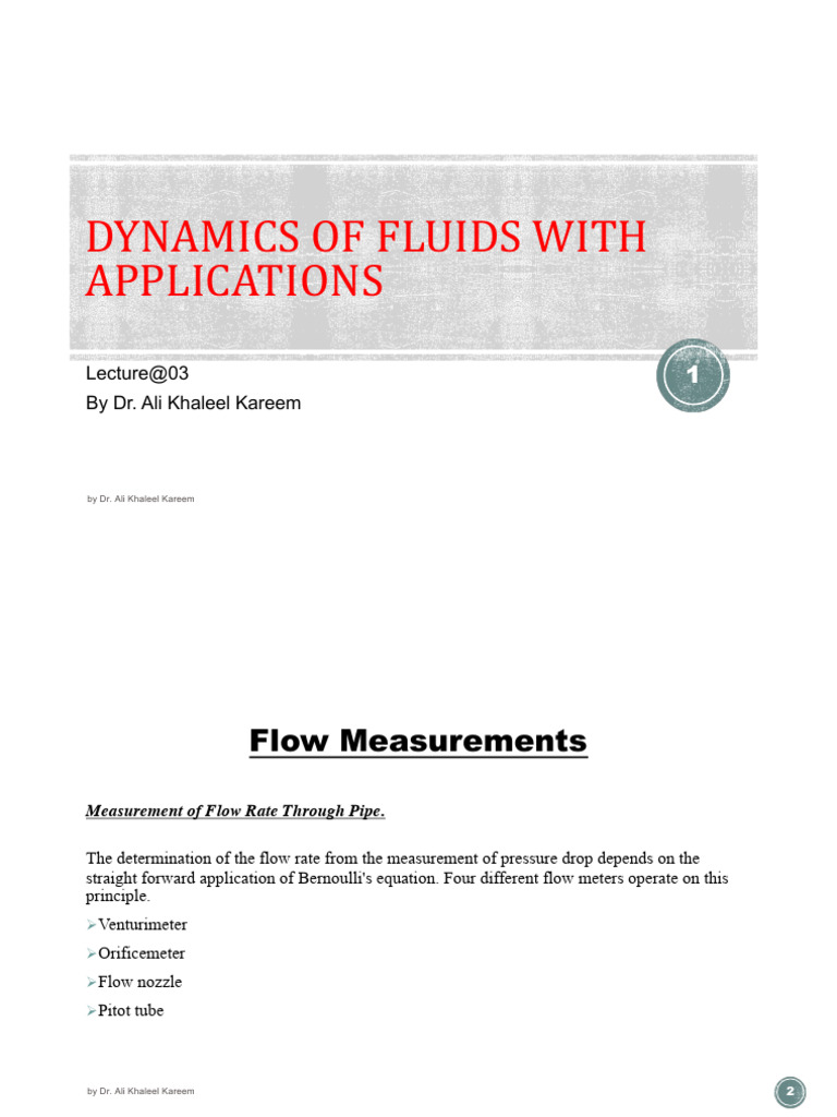 Dynamic Fluids With Applications@Lecture@03 | PDF | Flow Measurement ...