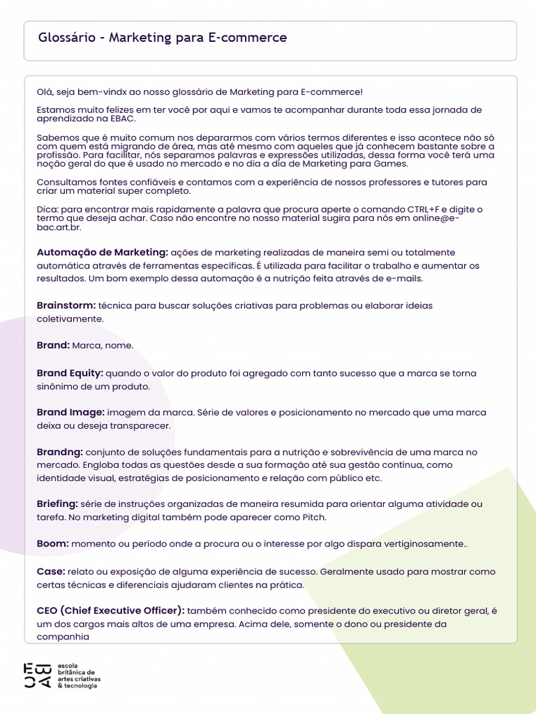 Marketing para E-commerce_Glossary | PDF | Marketing | E-commerce