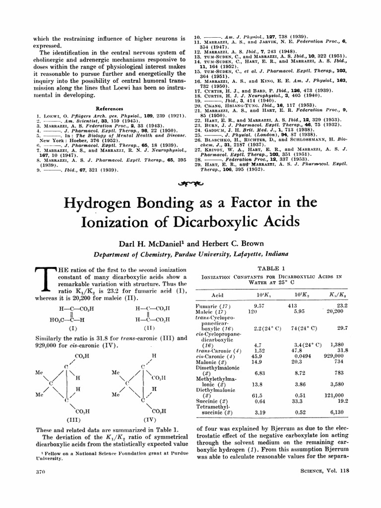 1953 - Hydrogen Bonding As A Factor | PDF | Acid | Carboxylic Acid