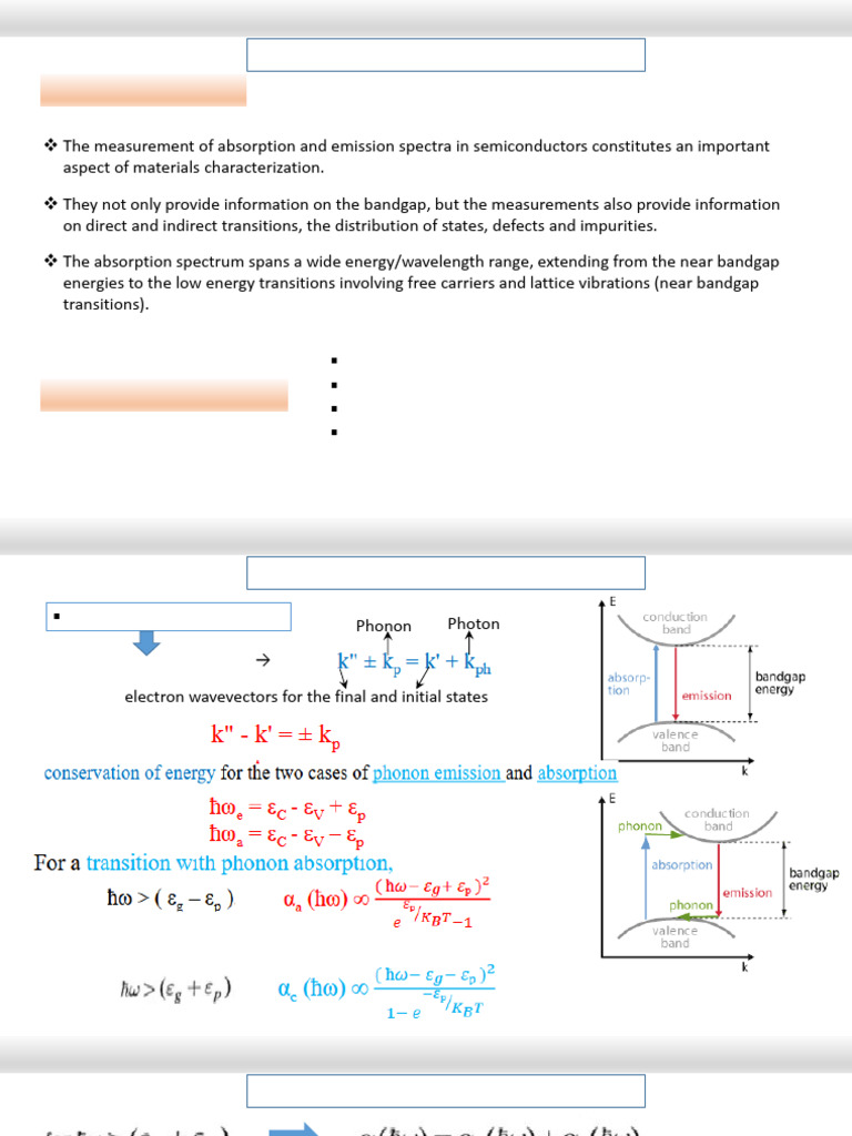 Ch5-Lec-2 - Absorption in Semiconductors | PDF | Band Gap | Semiconductors