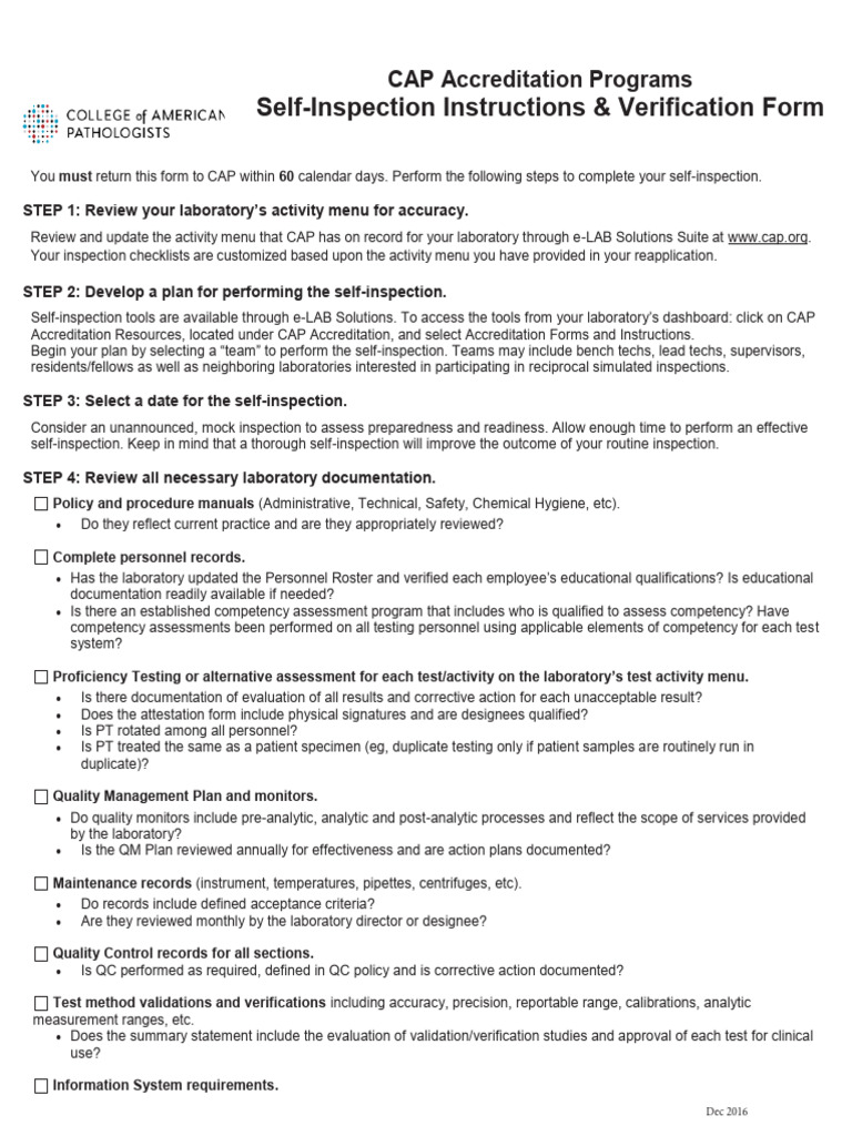 Self-Inspection Instructions and Verification Form | PDF | Verification ...
