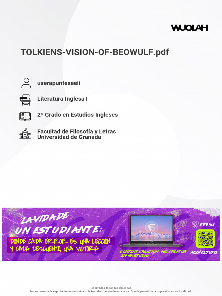 Tolkien y Beowulf: Análisis Esencial | PDF | Beowulf | Leyendas ...