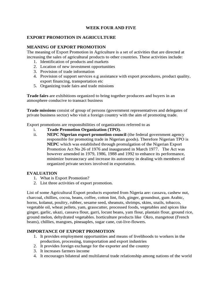 40 Export Promotion in Agriculture1737295662 | PDF | Nigeria | Agriculture