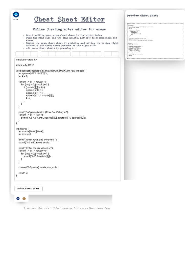 Cheat Sheet Editor For Exams - Create Your Cheat Sheets For Exams For Free | PDF | Linear ...