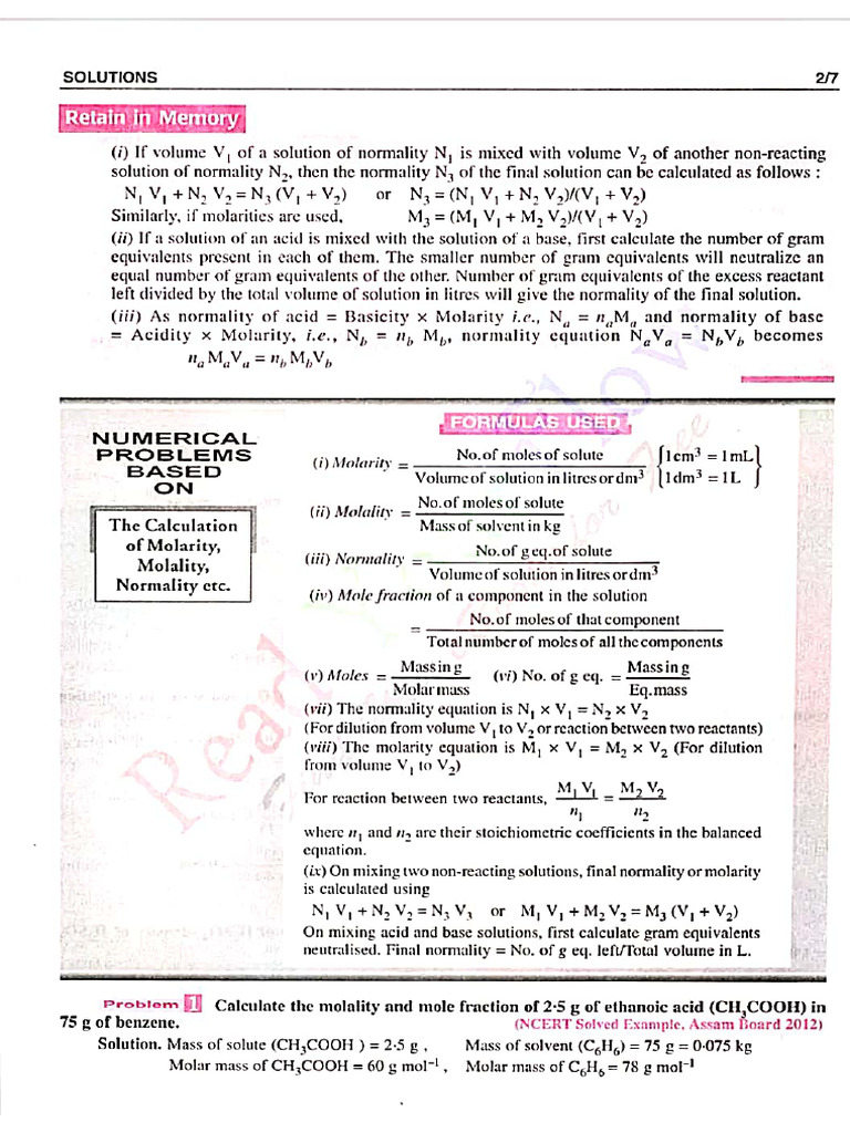 Solution Class 12 Questions | PDF