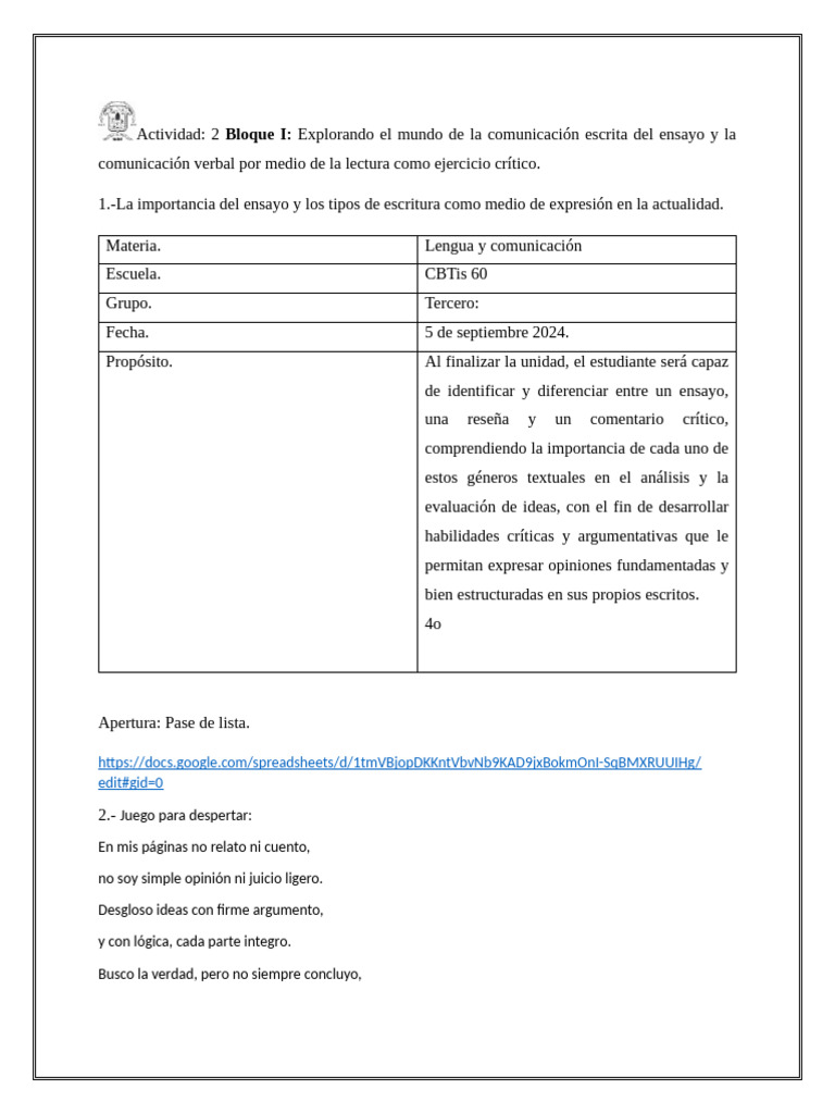 Actividad 2 - 2 | PDF | Ensayos | Pensamiento