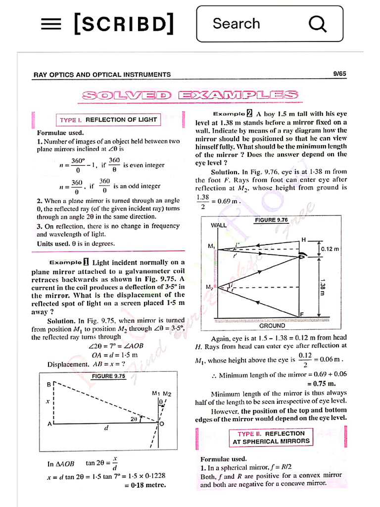 Pradeep Ray Optics Questions | PDF