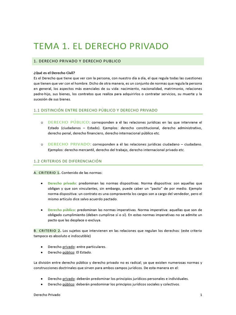 Tema 1 DP | PDF | Derecho Civil (Common Law) | Ley Pública