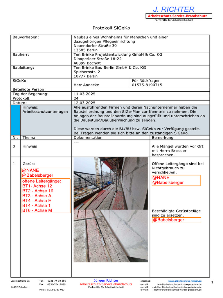 20250311-SiGeKo-Protokoll 24-Neuendorfer Straße 39-Lold | PDF