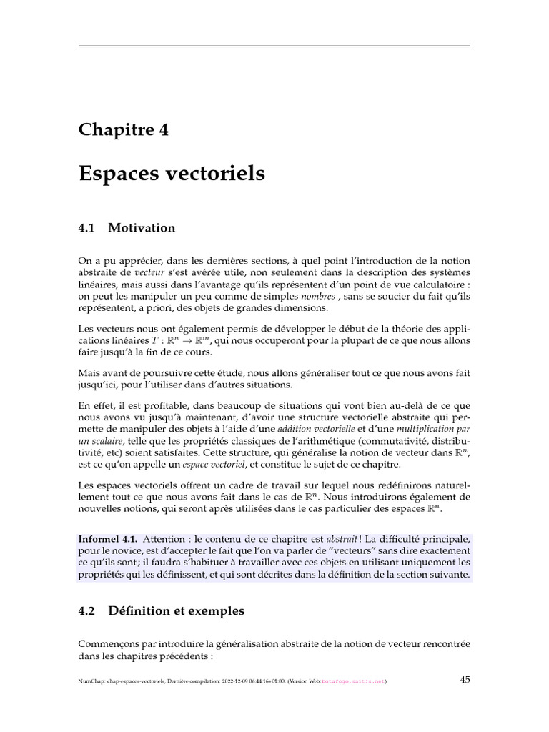 Introduction aux espaces vectoriels | PDF | Espace vectoriel | Scalaire ...