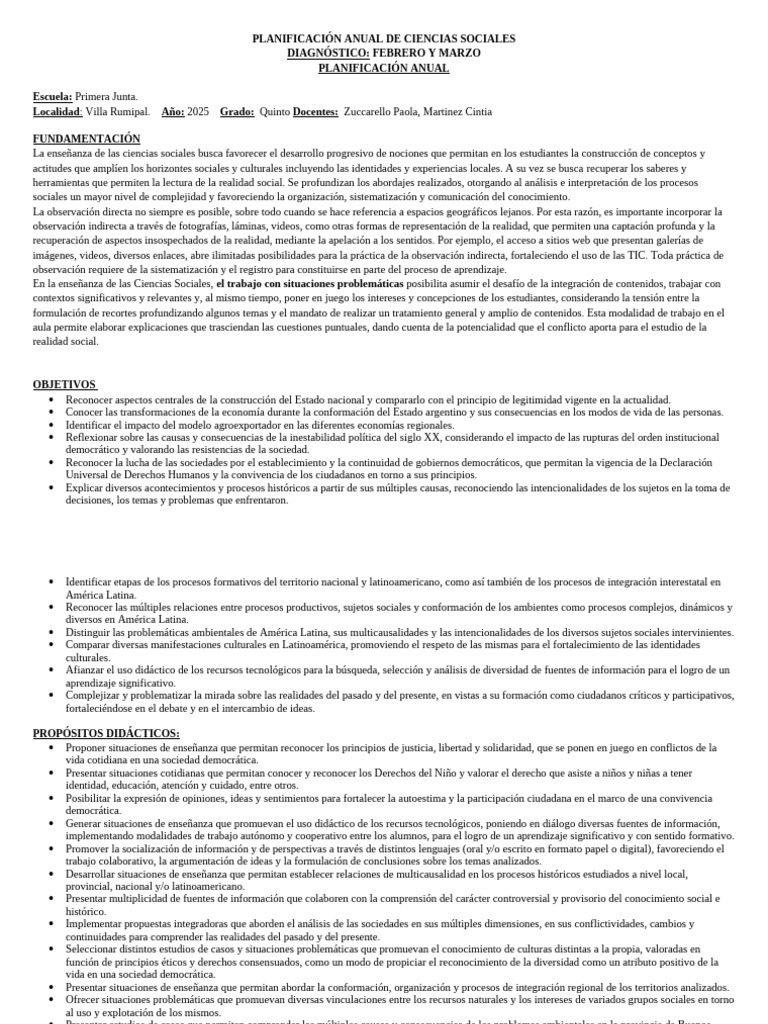 Planificación Anual Ciencias Sociales 6to | PDF | America latina ...