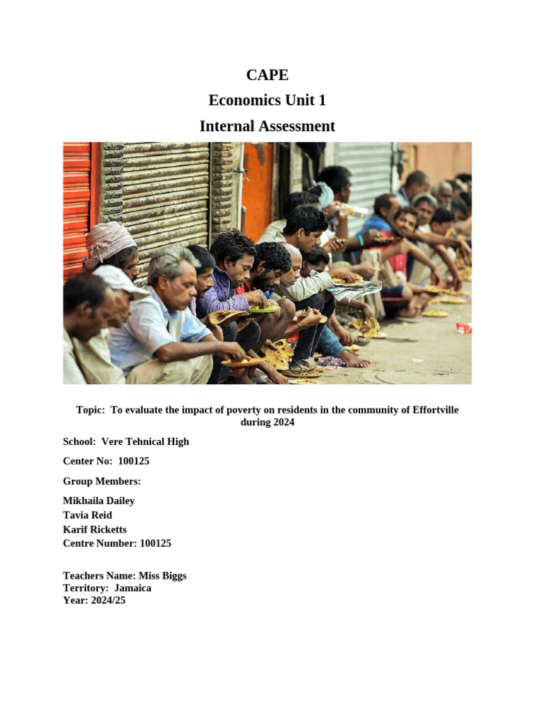CAPE Unit 1 Econ | PDF | Cost Of Living | Poverty