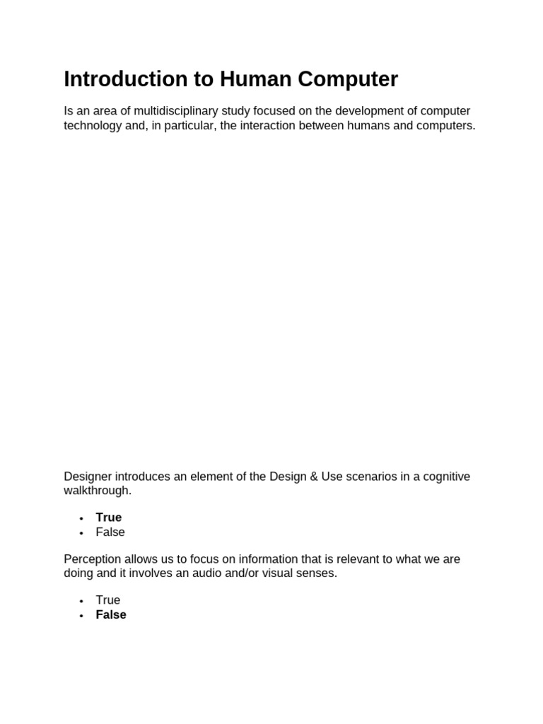 Introduction To Human Computer | PDF | Human–Computer Interaction | Usability