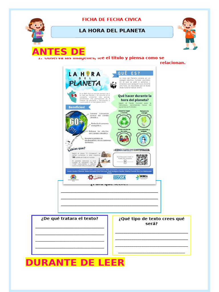 Ficha Civica La Hora Del Planeta | PDF | Entorno natural